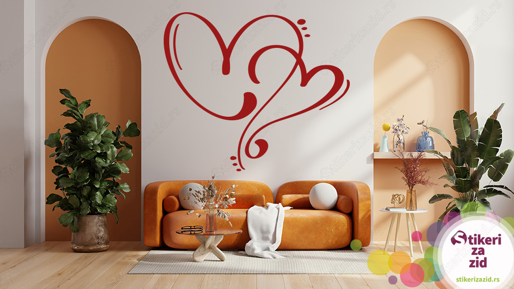 Dva srca - Stikeri za zid-Najlepše i najbolje nalepnice